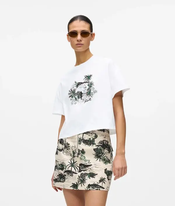 Karl Lagerfeld Villa La Vigie Graphic T-shirt In Organic Cotton - White