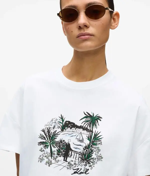 Karl Lagerfeld Villa La Vigie Graphic T-shirt In Organic Cotton