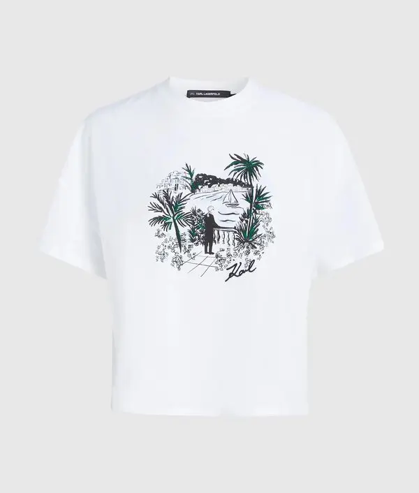 Karl Lagerfeld Villa La Vigie Graphic T-shirt In Organic Cotton