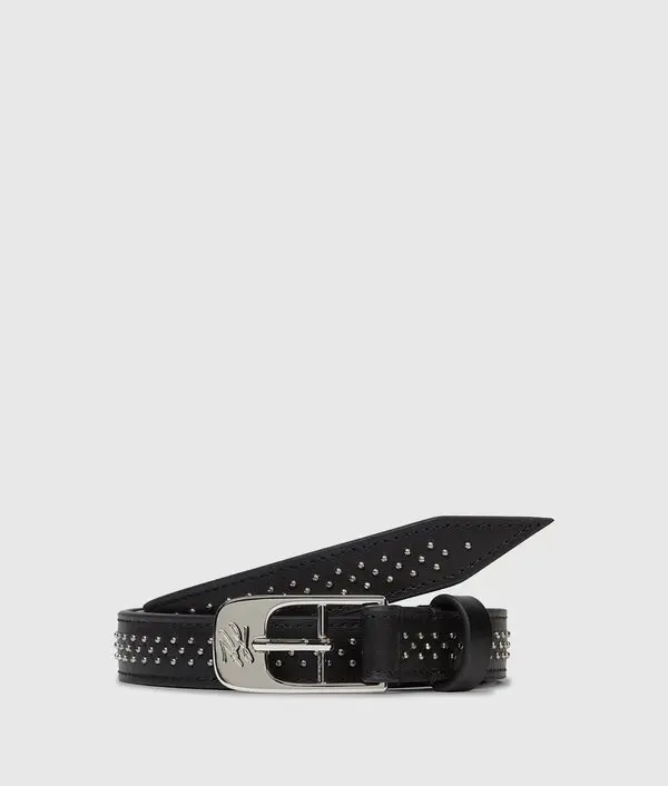 Karl Lagerfeld K/autograph Slim Studded Leather Belt - Black