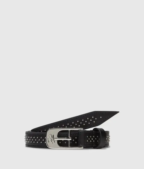 Karl Lagerfeld K/autograph Slim Studded Leather Belt - Black