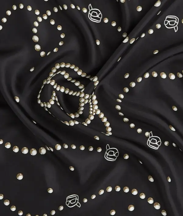 Karl Lagerfeld Ikon Pearl Print Silk Scarf