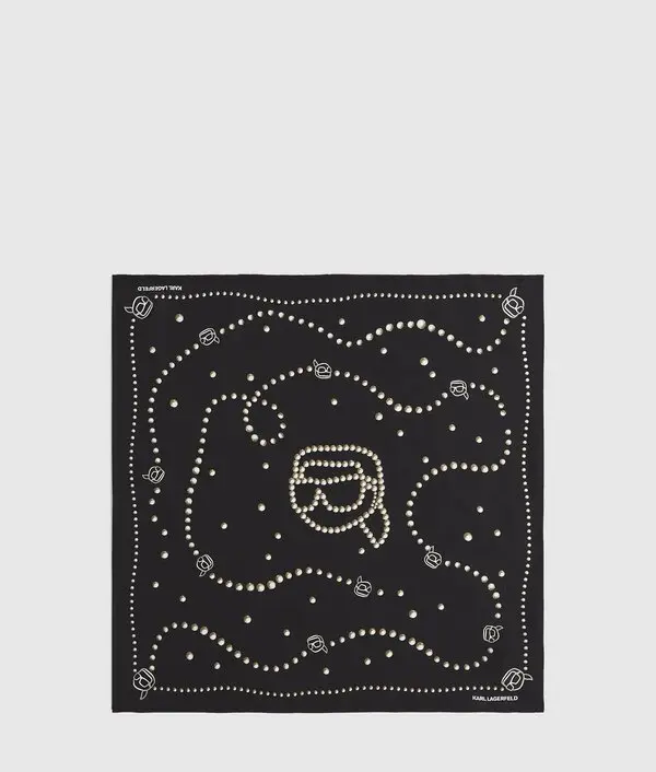 Karl Lagerfeld Ikon Pearl Print Silk Scarf