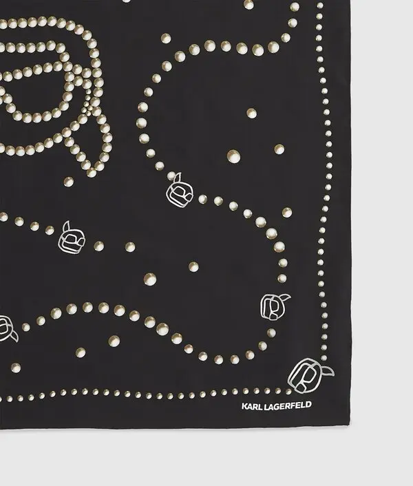 Karl Lagerfeld Ikon Pearl Print Silk Scarf
