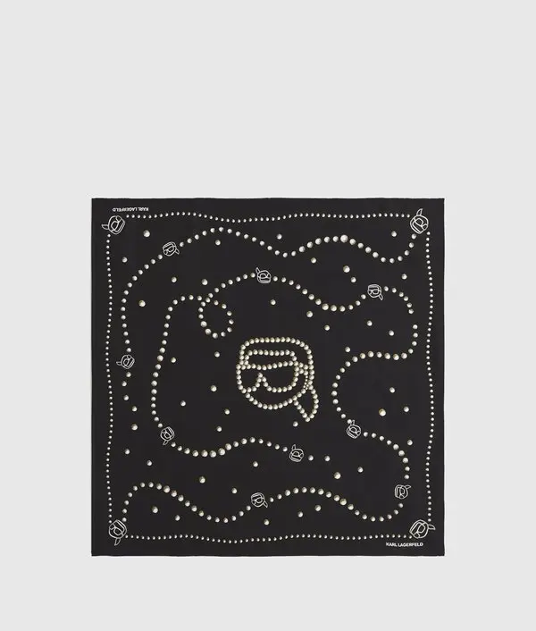 Karl Lagerfeld Ikon Pearl Print Silk Scarf