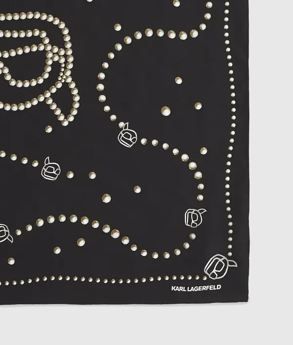 Karl Lagerfeld Ikon Pearl Print Silk Scarf