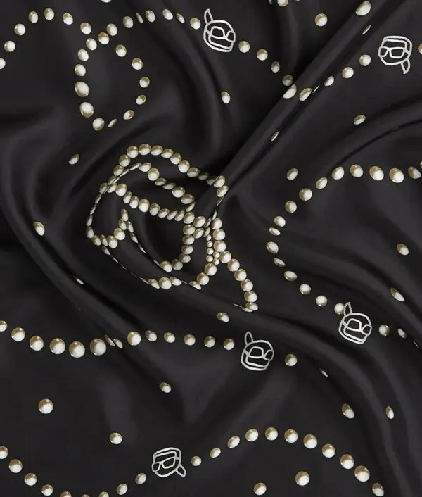 Karl Lagerfeld Ikon Pearl Print Silk Scarf