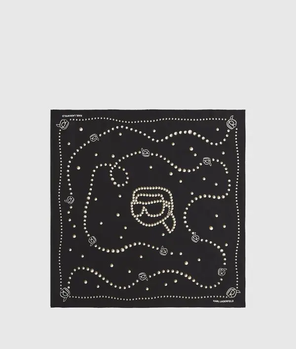 Karl Lagerfeld Ikon Pearl Print Silk Scarf