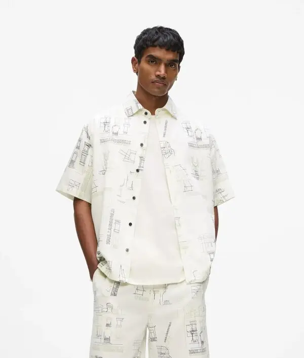 Karl Lagerfeld Maison De Karl Short‑sleeved Shirt - Cannoli Cream