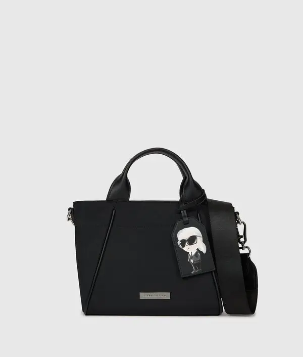 Karl Lagerfeld Ikon Nylon Small Tag Tote Bag - Black