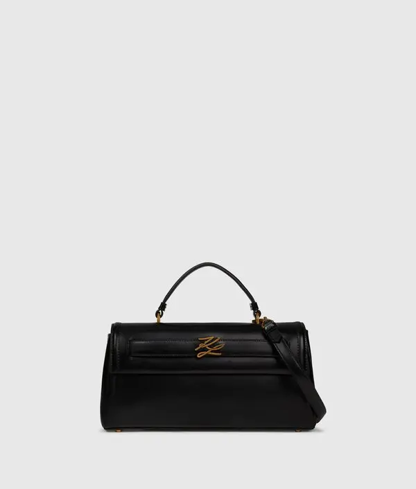 Karl Lagerfeld K/autograph Elongated Top Handle Bag - Black/gold