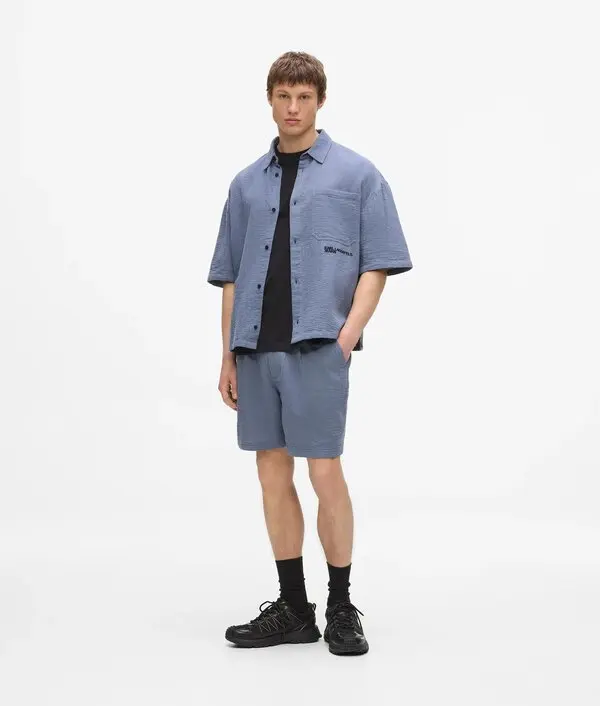 KL JEANS Jeans Crinkled Cotton Shorts - Grisaille