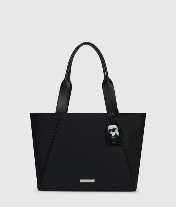 Karl Lagerfeld Ikon Nylon Large Tag Tote Bag - Black