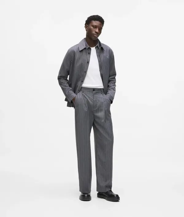 Karl Lagerfeld Pinstripe Wool-blend Tailored Pants - Shadow
