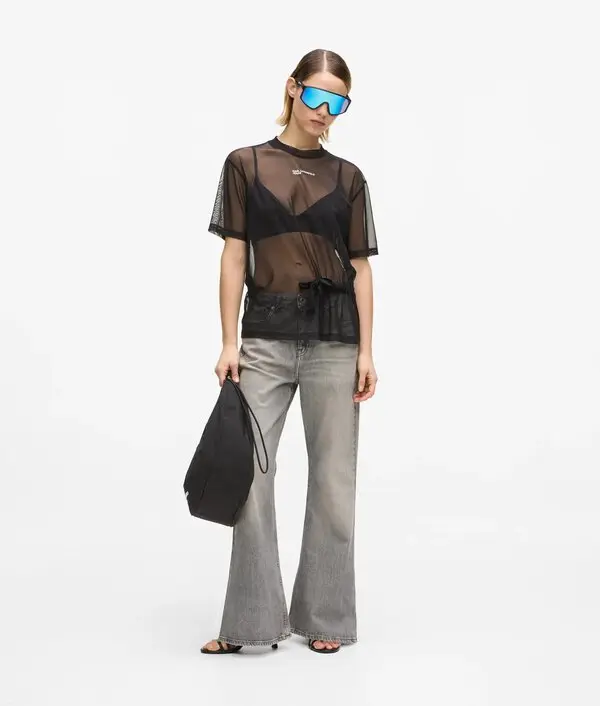 KL JEANS Jeans Mesh Tie Detail T-shirt