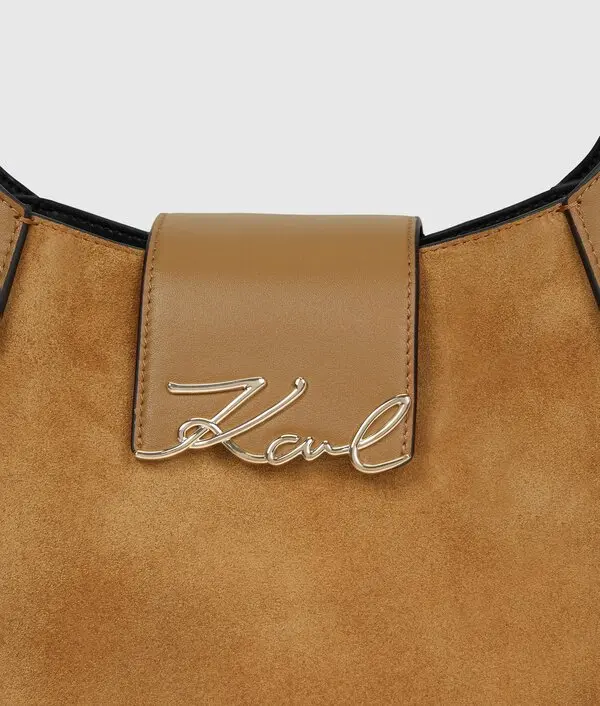 Karl Lagerfeld K/signature Suede Hobo Bag - Caramel