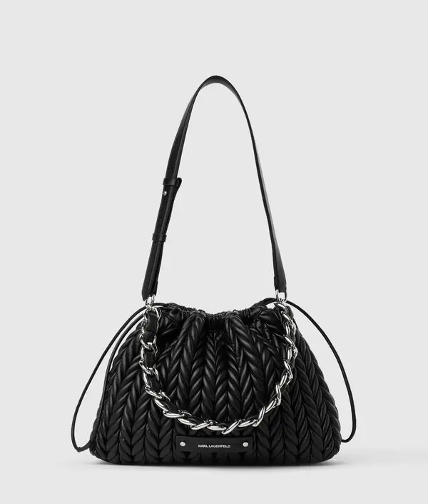 Karl Lagerfeld K/weave Chain Shoulder Bag - Black-nickel