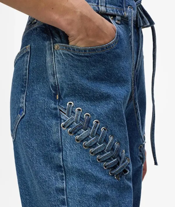 KL JEANS Jeans Tie Detail High-rise Straight Jeans