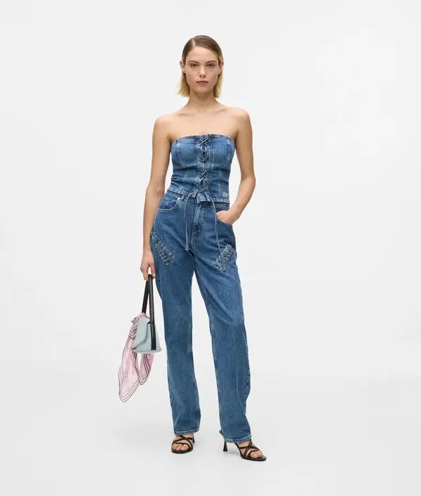KL JEANS Jeans Tie Detail High-rise Straight Jeans