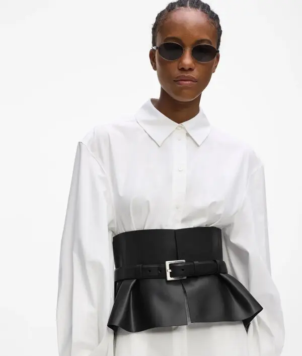 Karl Lagerfeld Leather Corset Peplum Belt