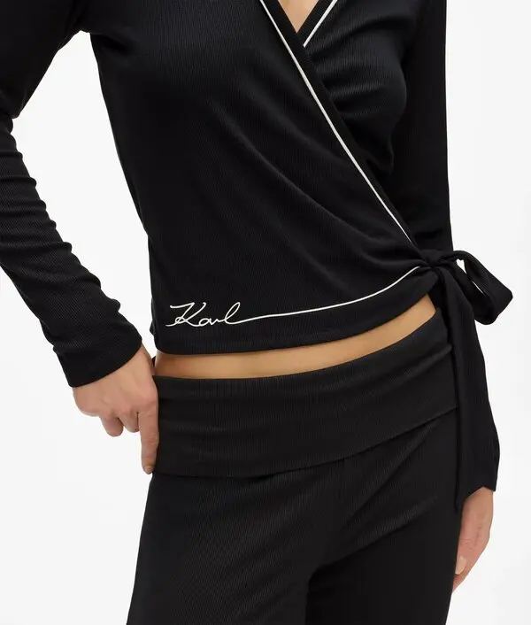 Karl Lagerfeld Signature Loungewear Wrap Top