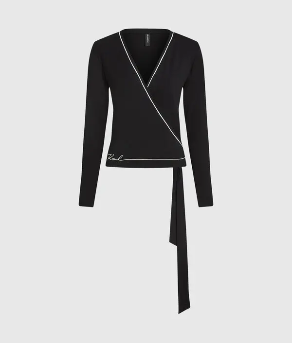 Karl Lagerfeld Signature Loungewear Wrap Top