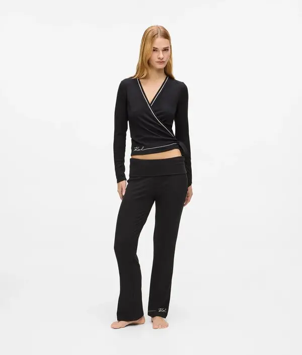 Karl Lagerfeld Signature Loungewear Wrap Top