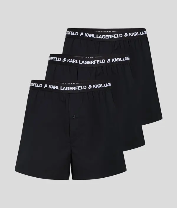 Karl Lagerfeld Logo Woven Boxer Shorts – 3 Pack - Black