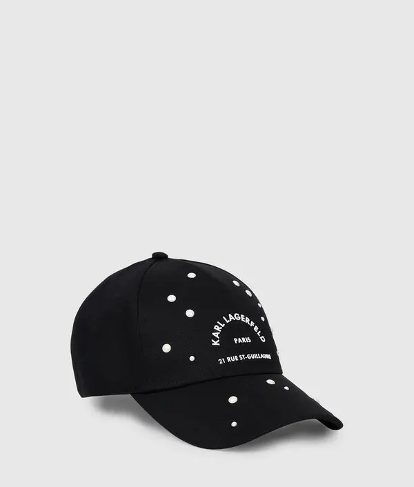 Karl Lagerfeld Rue St-guillaume Faux-pearl Cap - Black