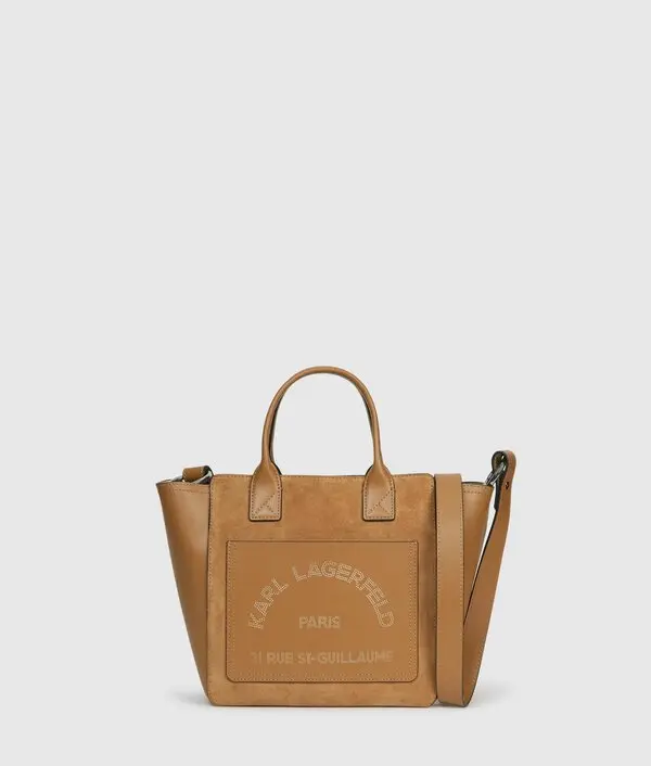 Karl Lagerfeld Small Suede Tote Bag - Caramel