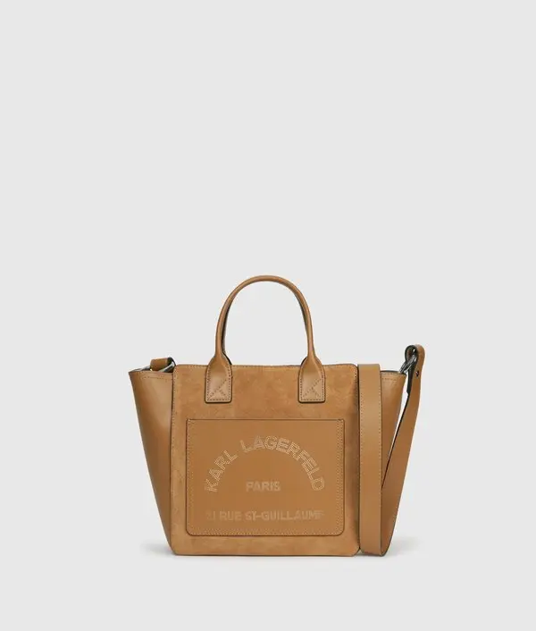 Karl Lagerfeld Small Suede Tote Bag - Caramel