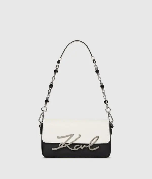 Karl Lagerfeld K/signature Faux-pearl Shoulder Bag - Black/white