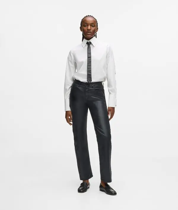 Karl Lagerfeld Coated Straight Leg Jeans - Coated Black Denim