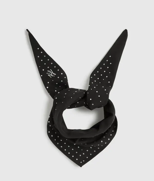 Karl Lagerfeld K/autograph Rhinestone Triangle Scarf - Black