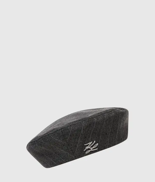 Karl Lagerfeld K/autograph Pinstripe Beret - Grey Melang
