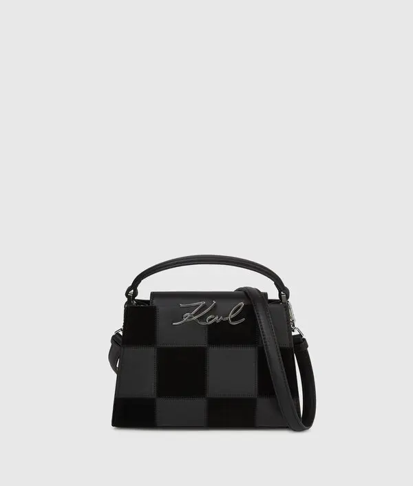 Karl Lagerfeld K/signature Checkered Top Handle Bag - Black-nickel