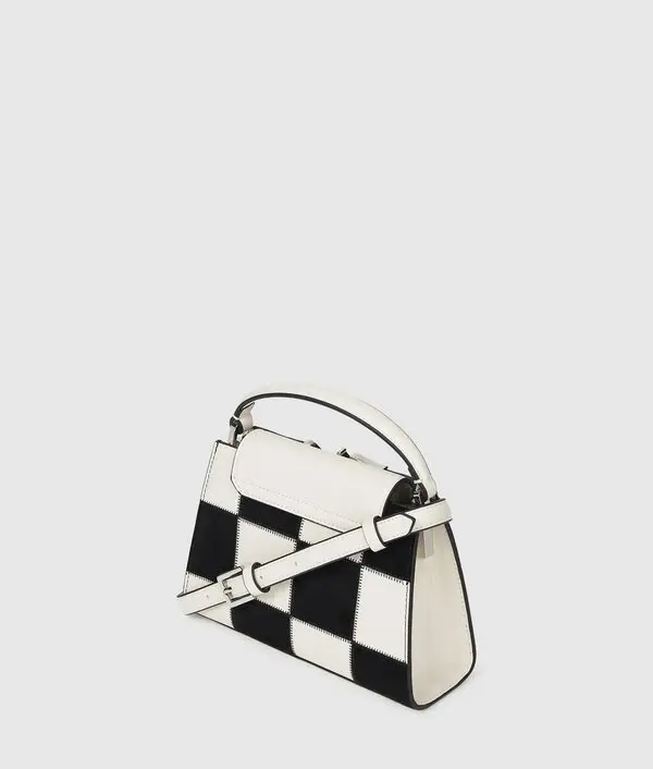 Karl Lagerfeld K/signature Checkered Top Handle Bag - Black/white Check