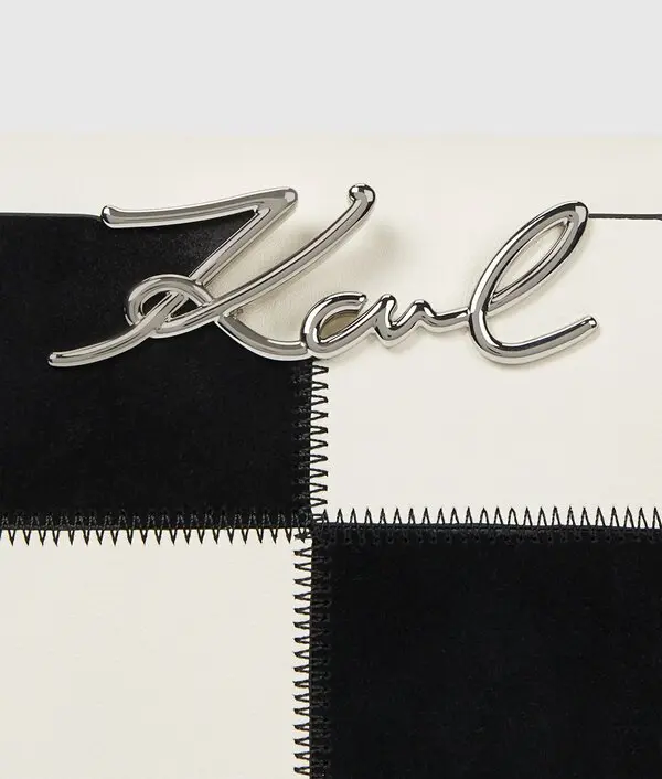Karl Lagerfeld K/signature Checkered Top Handle Bag - Black/white Check
