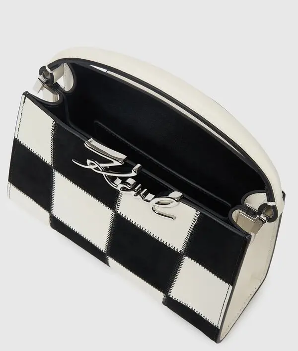 Karl Lagerfeld K/signature Checkered Top Handle Bag - Black/white Check