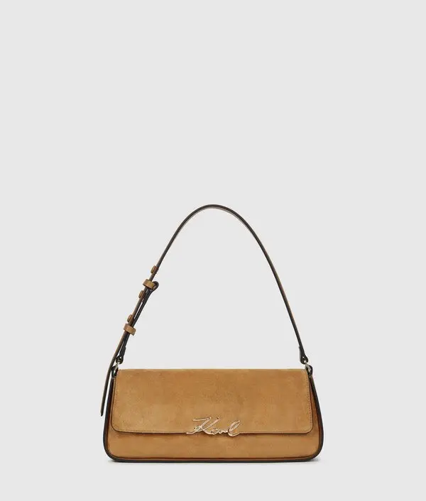 Karl Lagerfeld Suede Shoulder Bag - Caramel