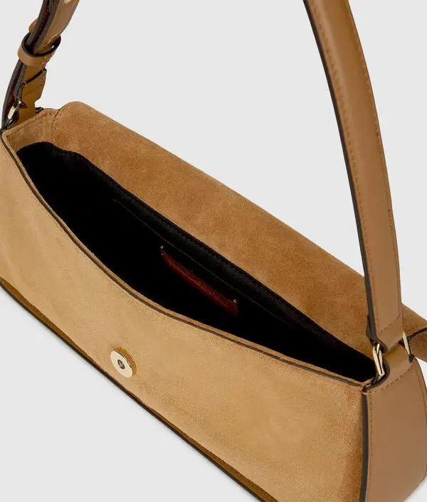 Karl Lagerfeld Suede Shoulder Bag - Caramel