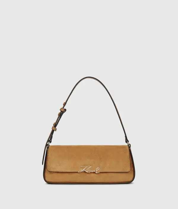 Karl Lagerfeld Suede Shoulder Bag - Caramel