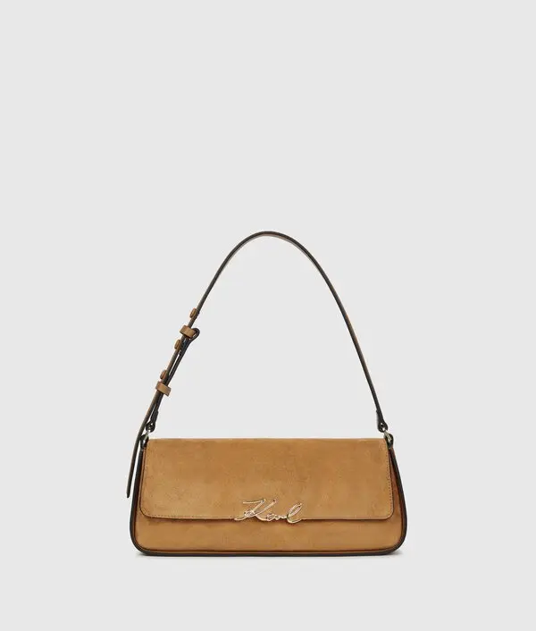 Karl Lagerfeld Suede Shoulder Bag - Caramel