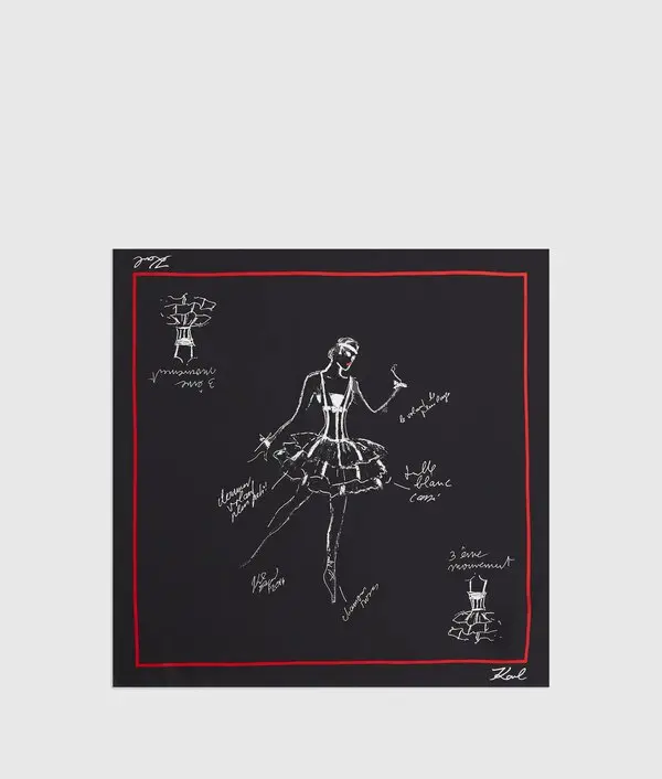 Karl Lagerfeld K/ballet Silk Scarf - Black