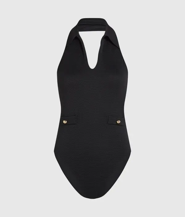 Karl Lagerfeld Halterneck Swimsuit With Collar Detail