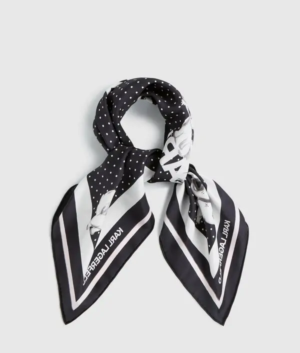 Karl Lagerfeld Ikon Choupette Silk Scarf - Black