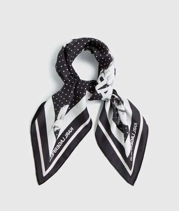 Karl Lagerfeld Ikon Choupette Silk Scarf - Black