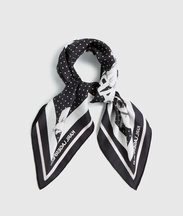 Karl Lagerfeld Ikon Choupette Silk Scarf - Black