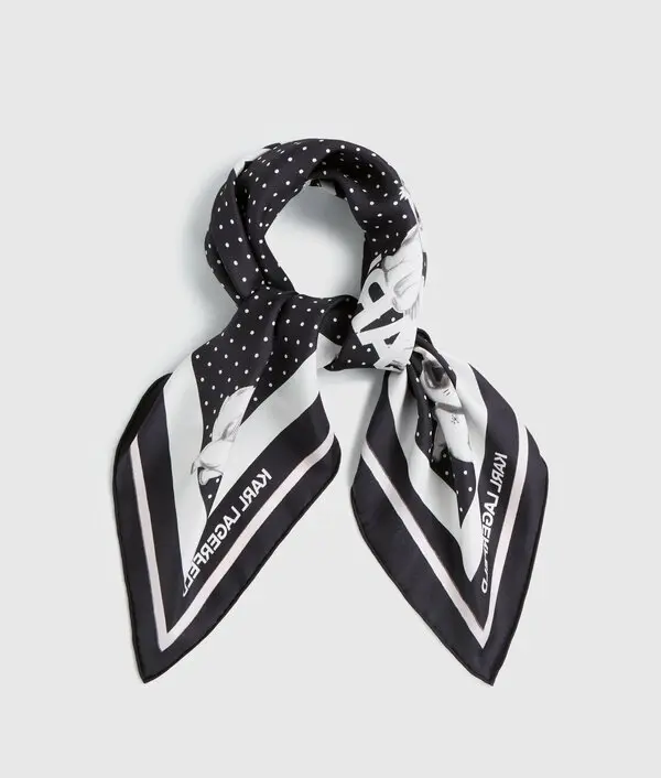 Karl Lagerfeld Ikon Choupette Silk Scarf - Black
