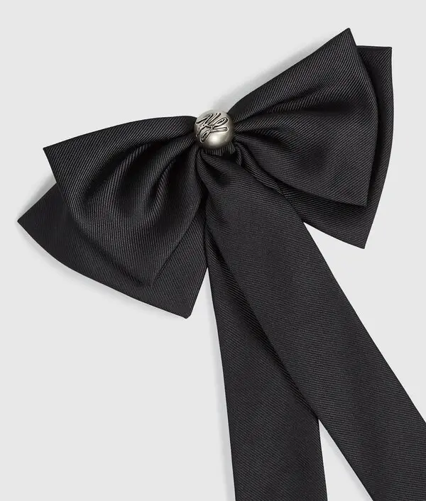 Karl Lagerfeld Oversized Bow Tie With Autograph Logo Pin